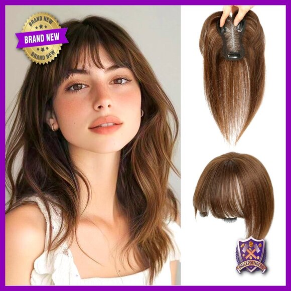 Accessories | Real Human Hair Topper With Bangs Swiss Lace Base For ...